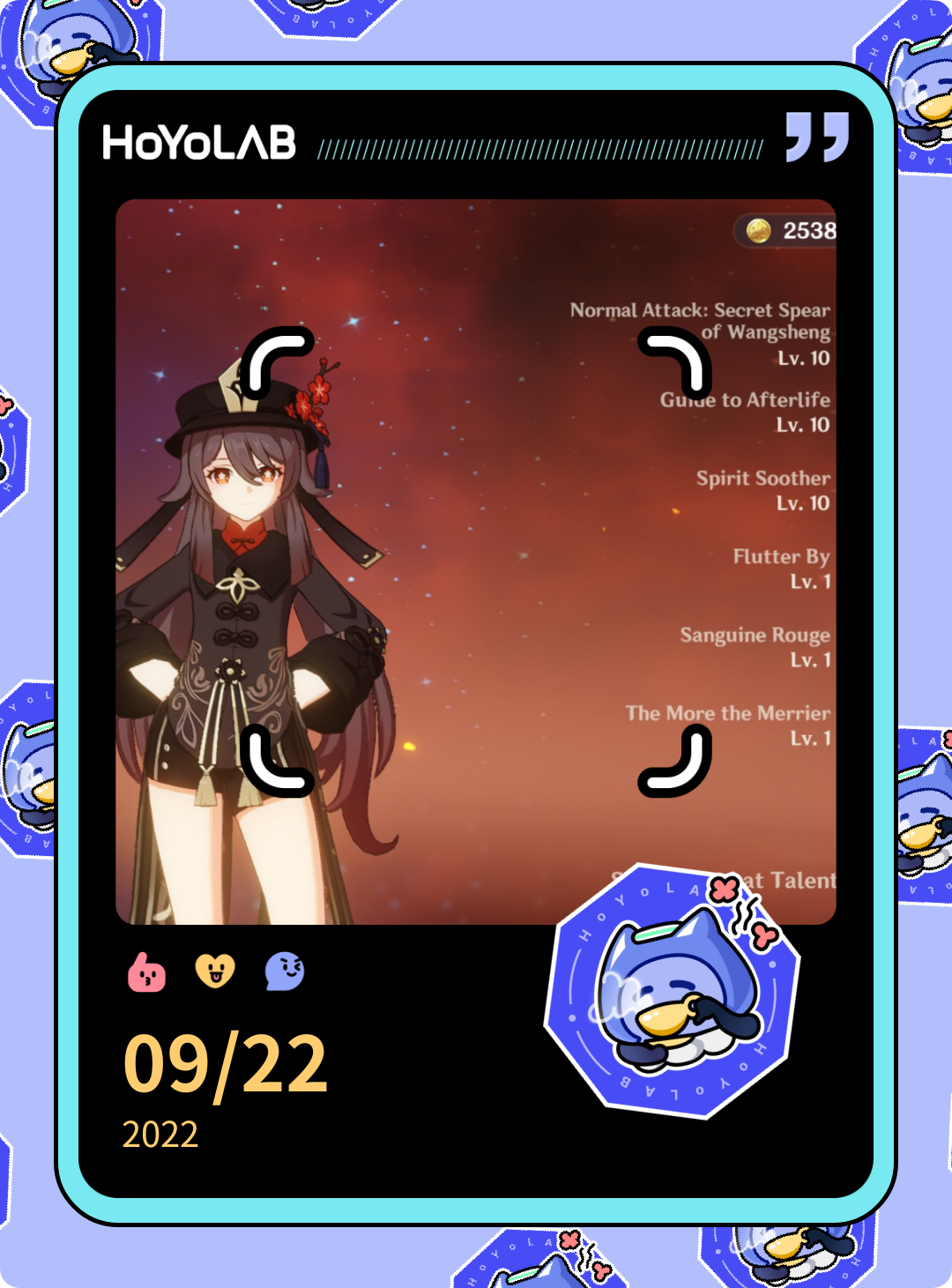 09/22 Diary -# My Character Building Diary | HoYoLAB