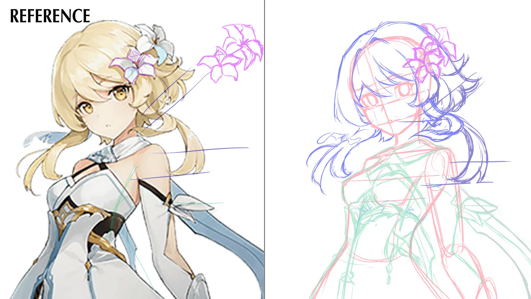 I ask my art teacher to teach me how to draw in Genshin line art, so he ...