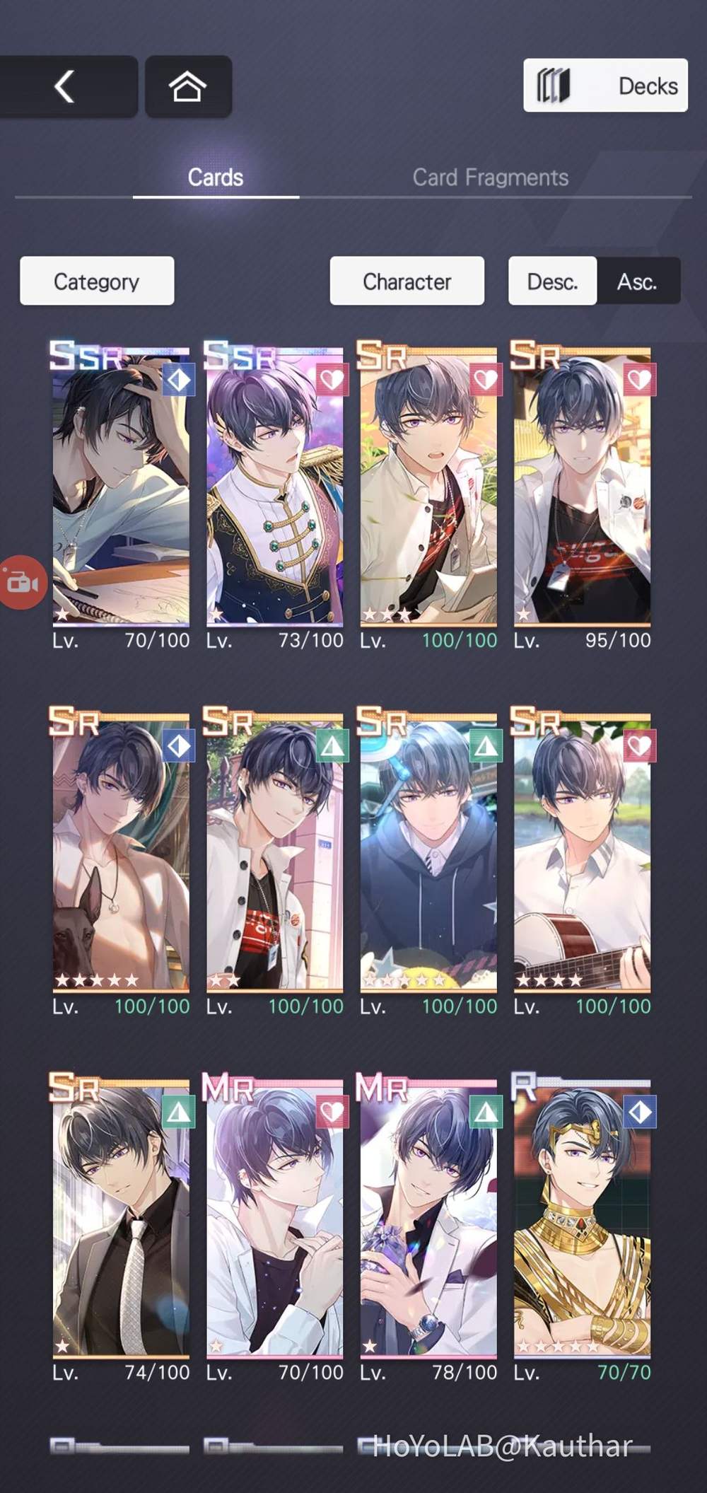 My collections SSR and SR MR cards in Tears of themis so far Tears of Themis | HoYoLAB
