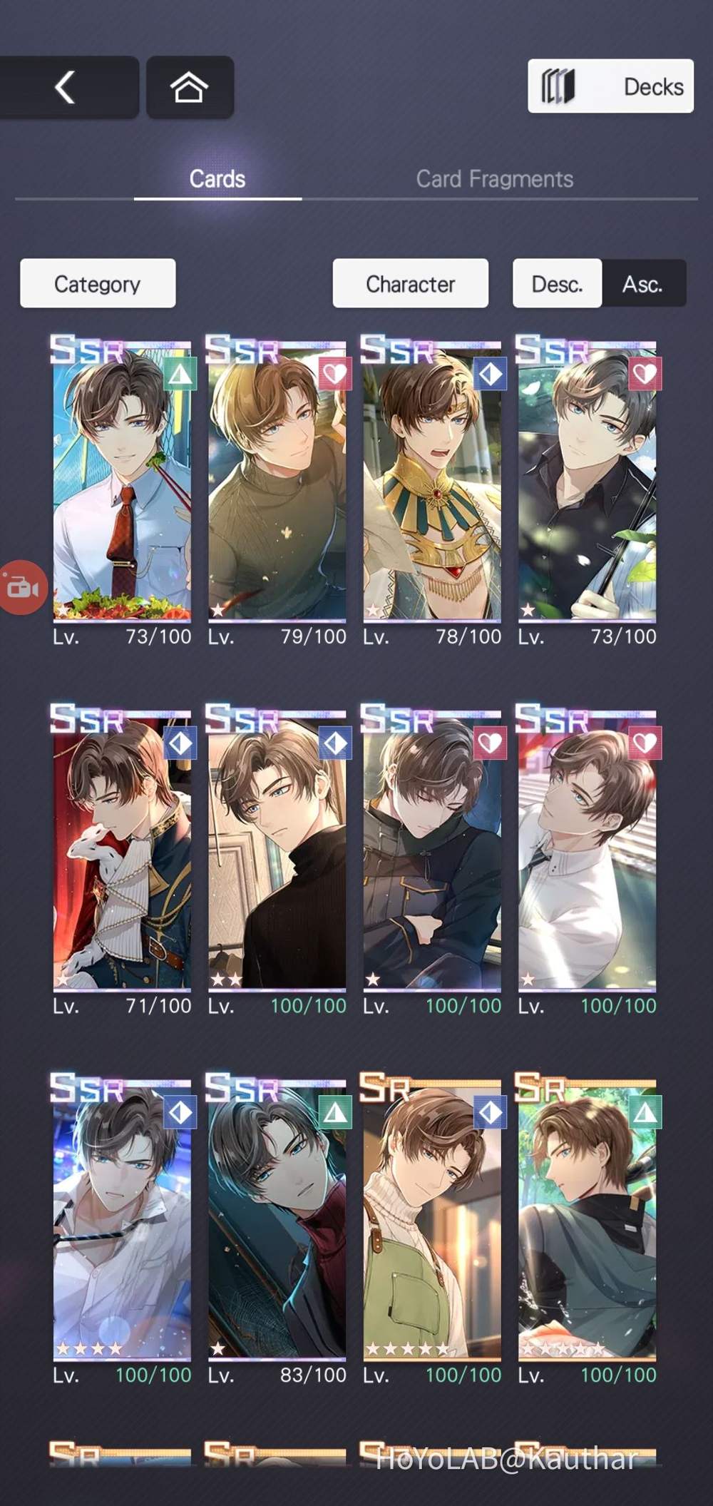 My collections SSR and SR MR cards in Tears of themis so far Tears of Themis | HoYoLAB