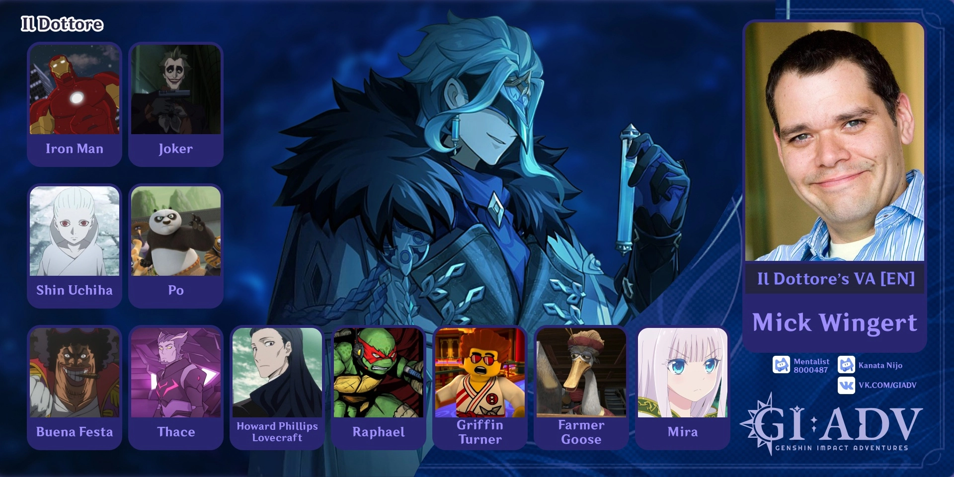 Voice actor | Dottore | English version Genshin Impact | HoYoLAB