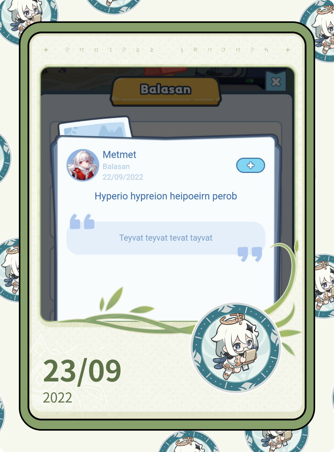 23/09 Diari - Tevyat Teyvat Tevtya Tayvat?????? | Genshin Impact | HoYoLAB