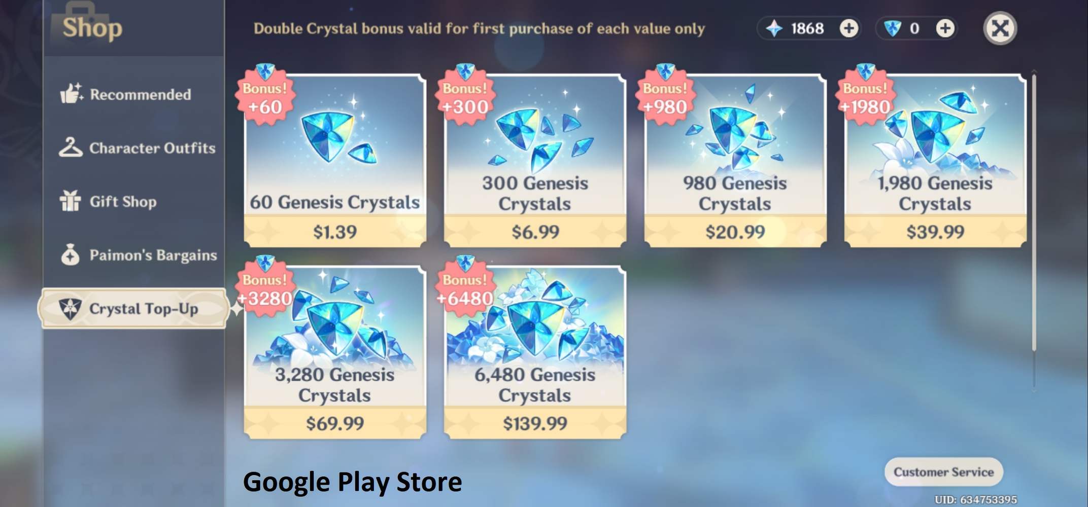 Genesis Crystals platform CAD price comparison research Genshin Impact ...