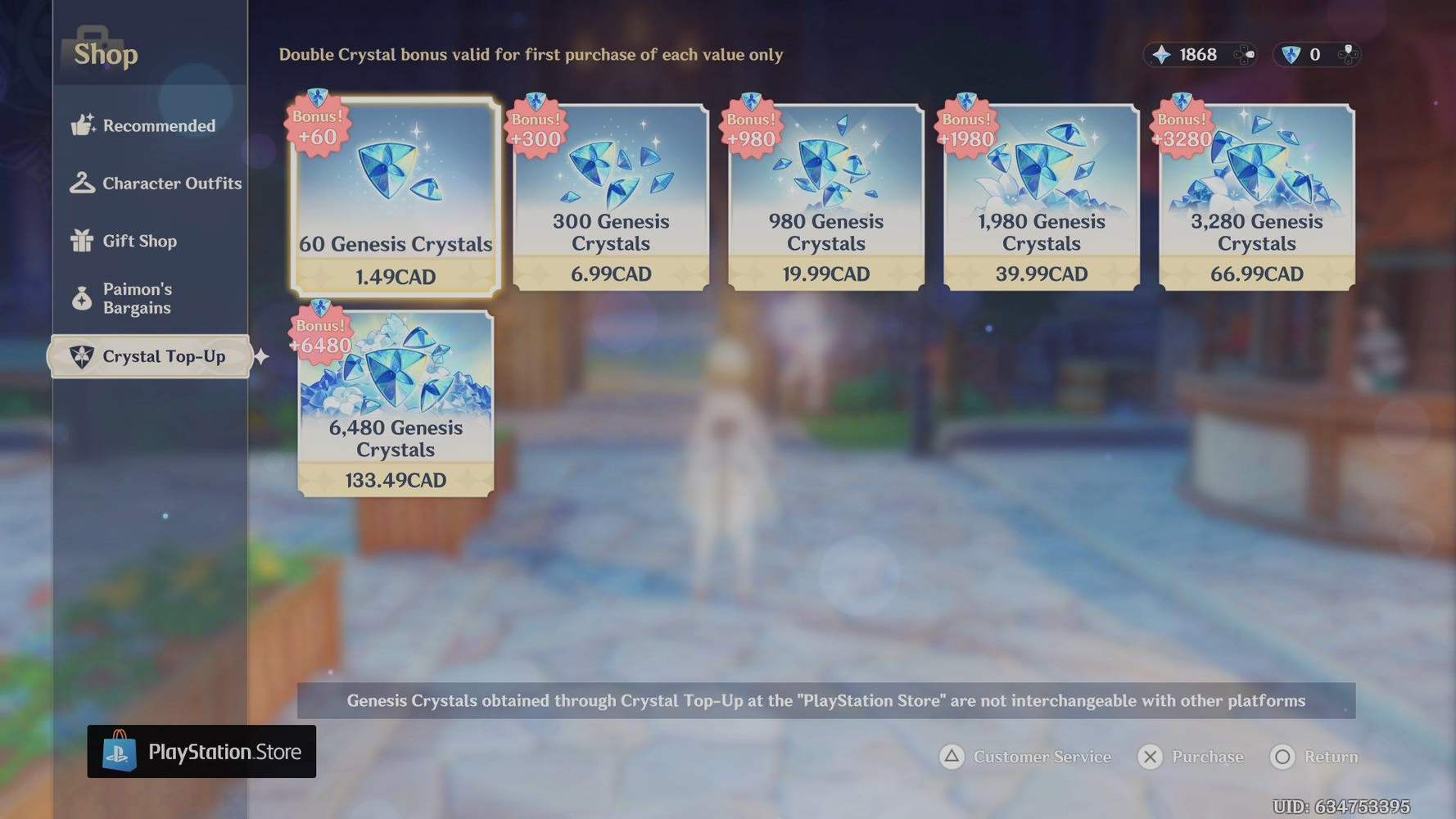 Genesis Crystals platform CAD price comparison research Genshin Impact | HoYoLAB