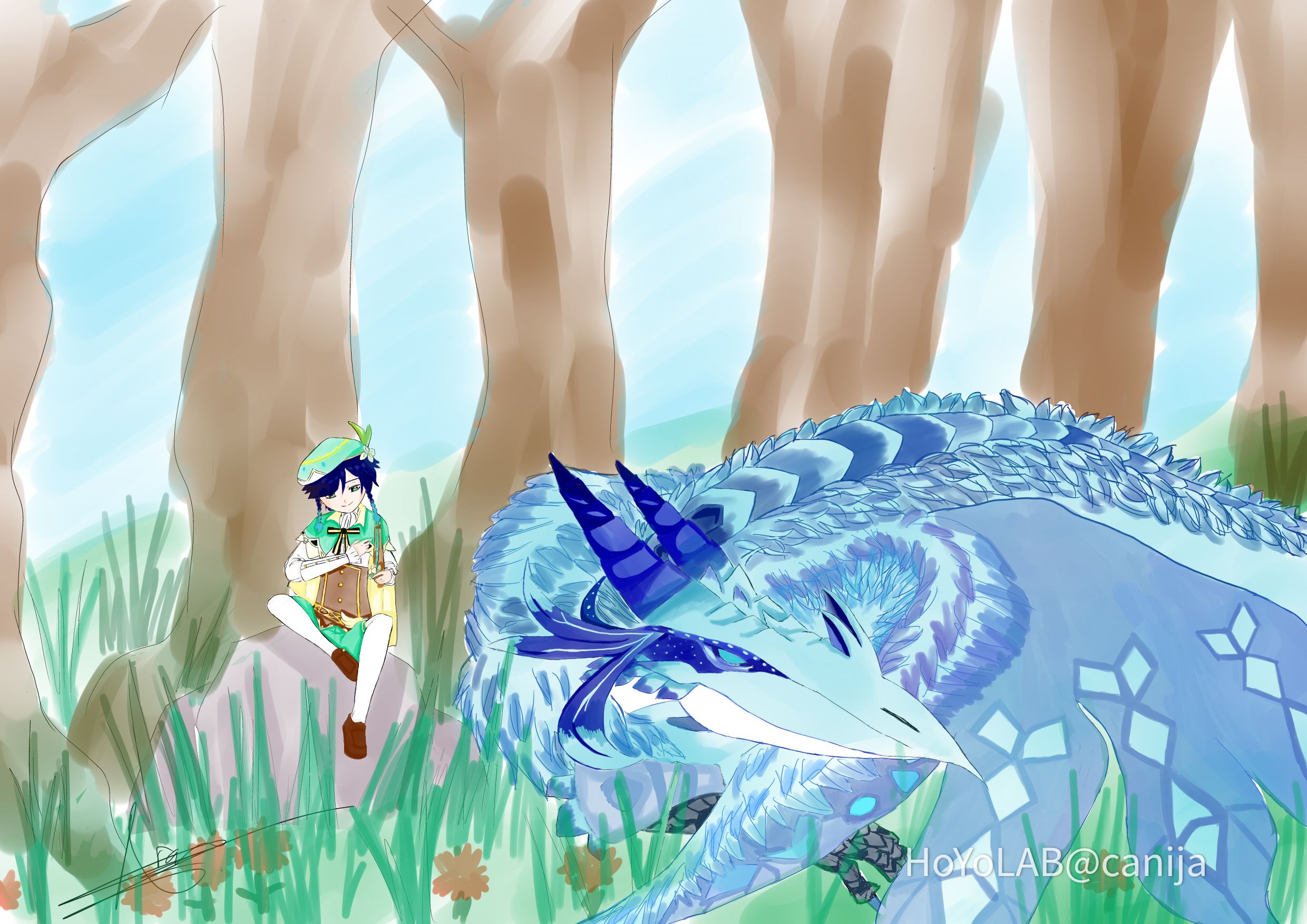 Venti y Davlin juntos en el bosque Genshin Impact | HoYoLAB