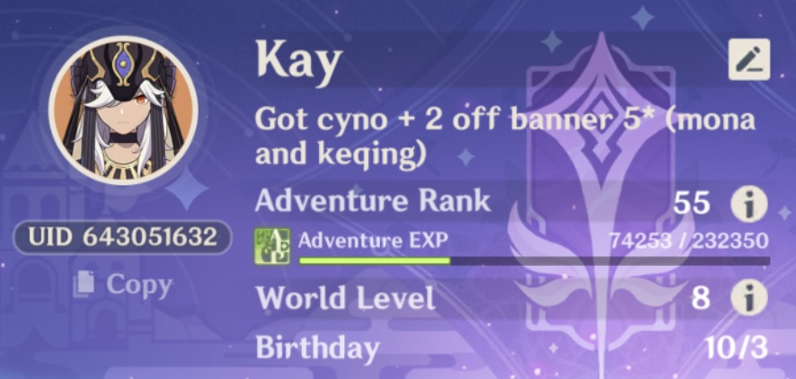 New profile Genshin Impact | HoYoLAB