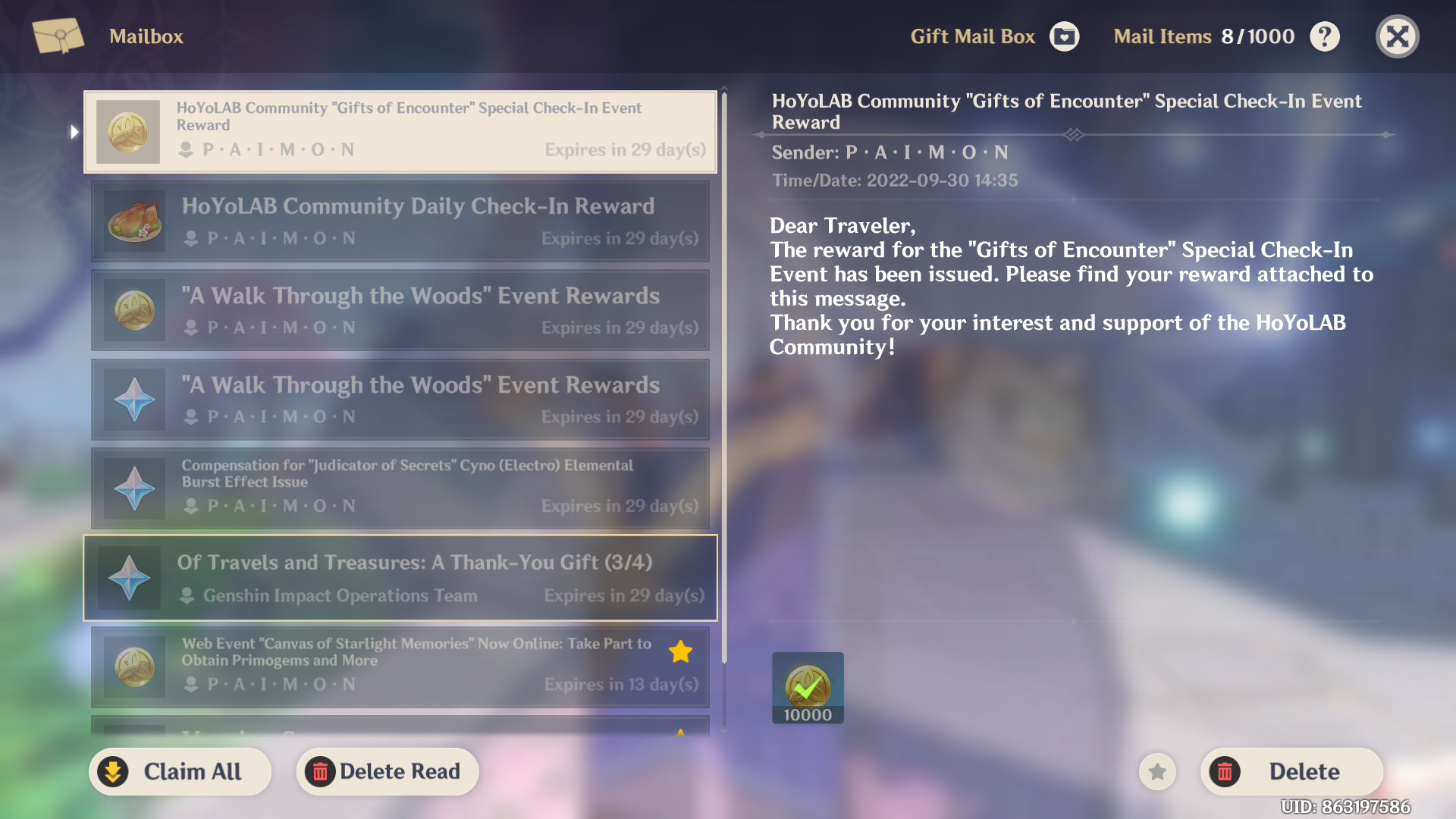 Rewards Genshin Impact | HoYoLAB