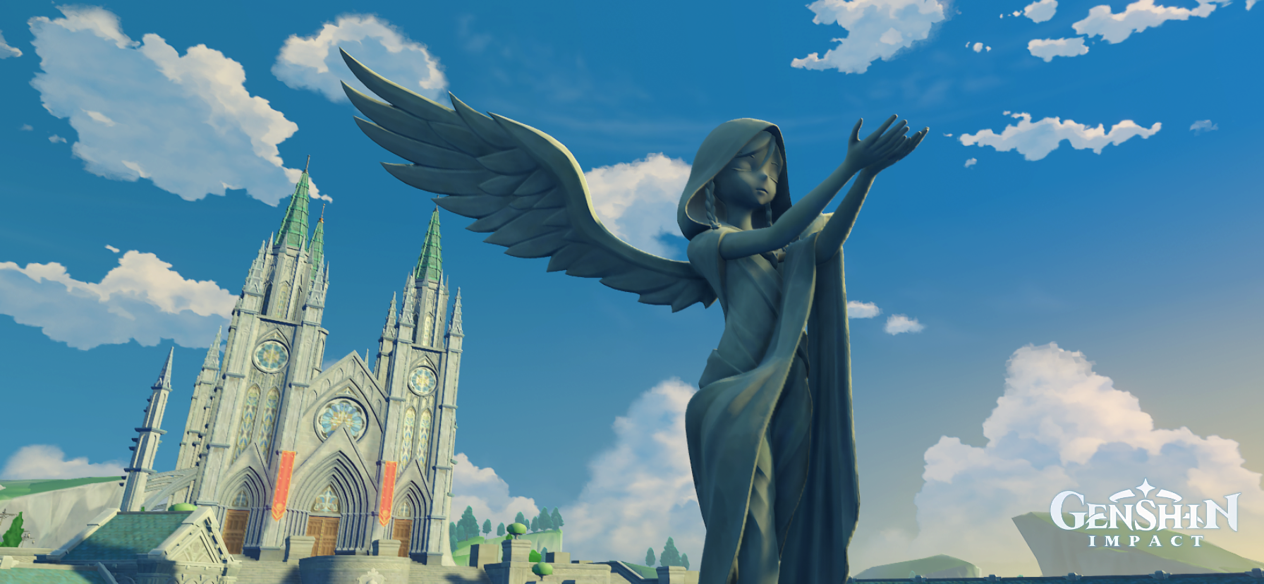 Anemo Archon Statue through the day Genshin Impact | HoYoLAB