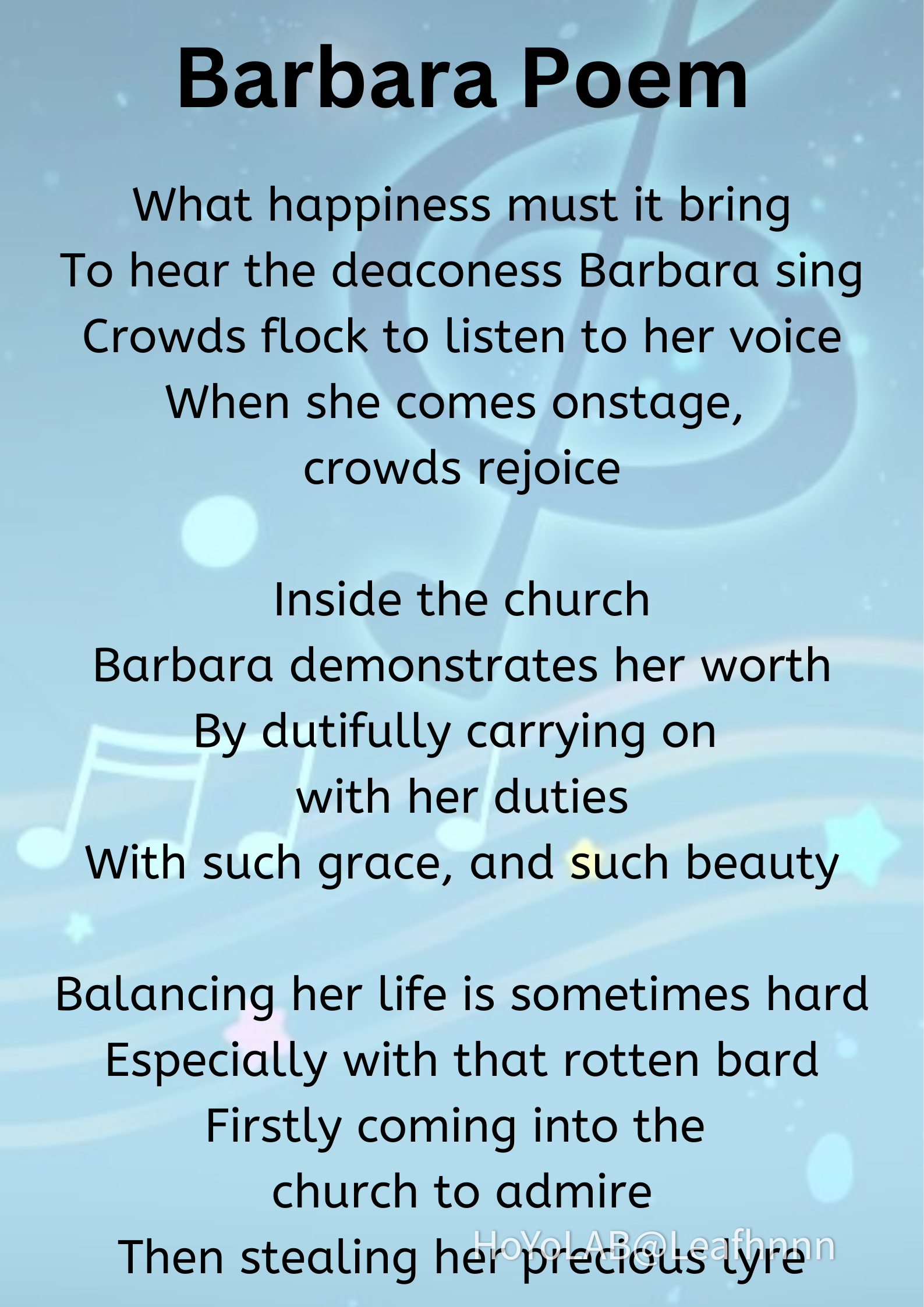 Barbara Poem Genshin Impact | HoYoLAB