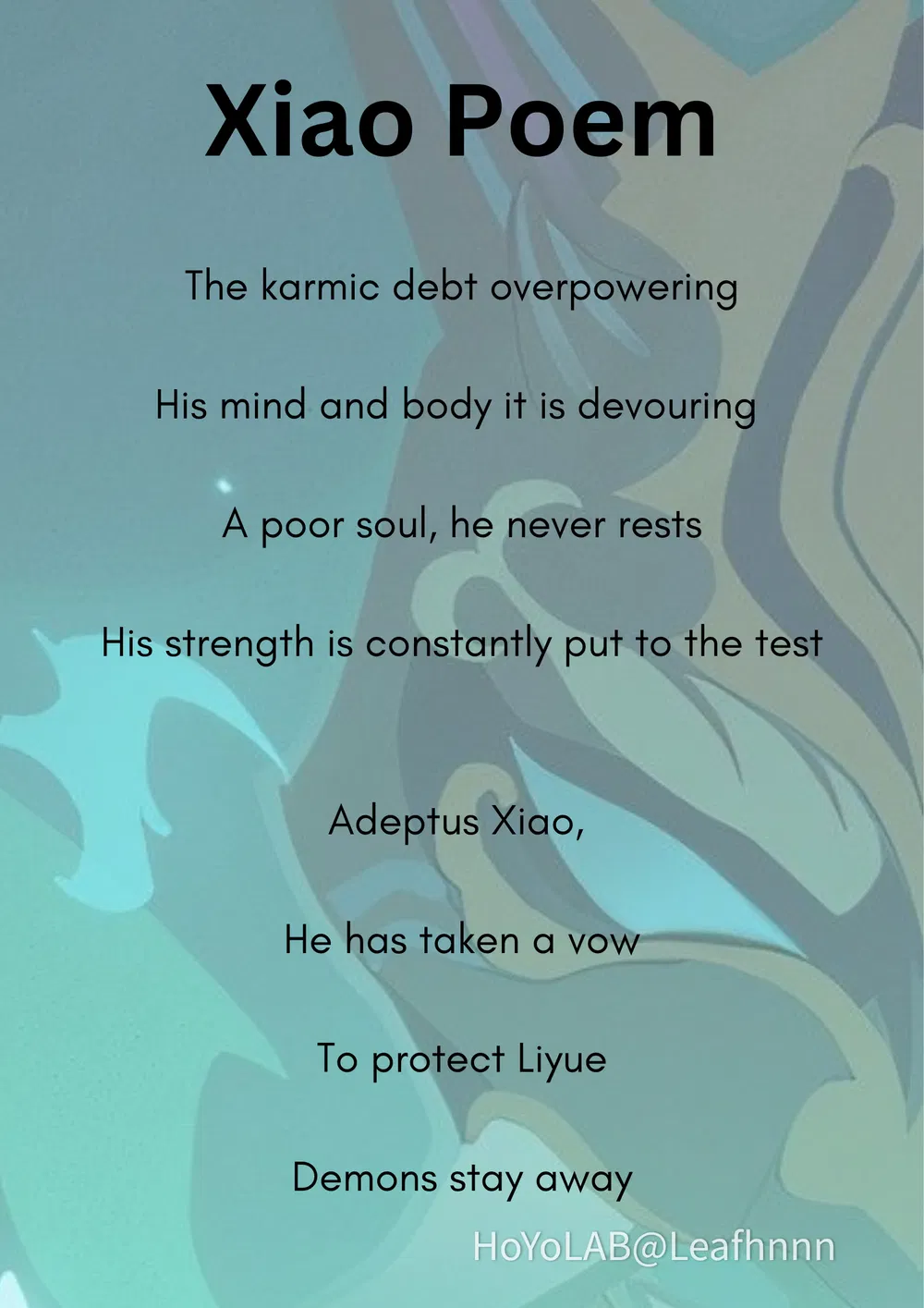 Xiao Poem Genshin Impact | HoYoLAB