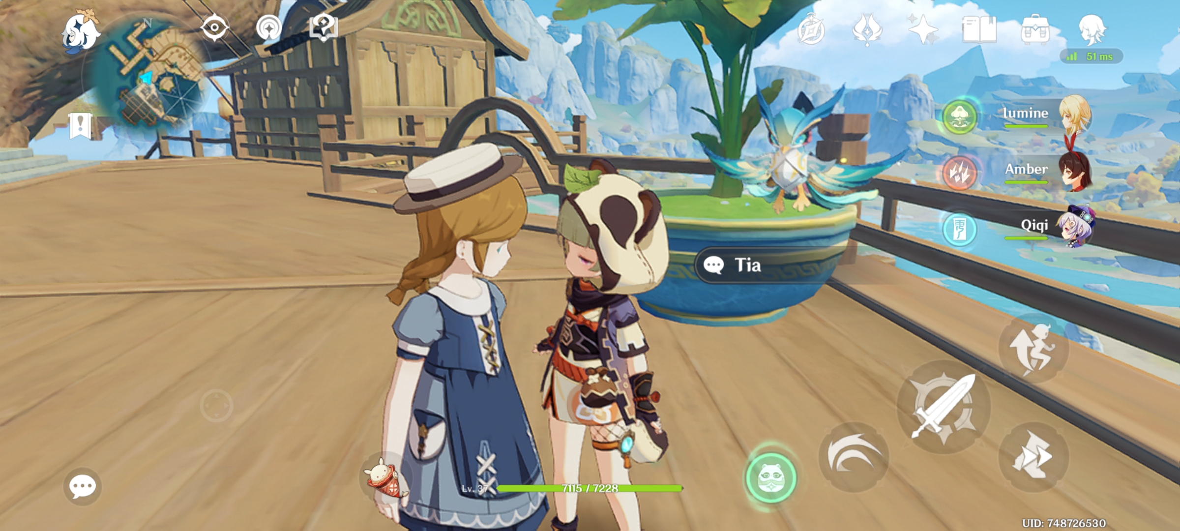 Sayu staring a 7 year old girl who is taller than her Genshin Impact ...