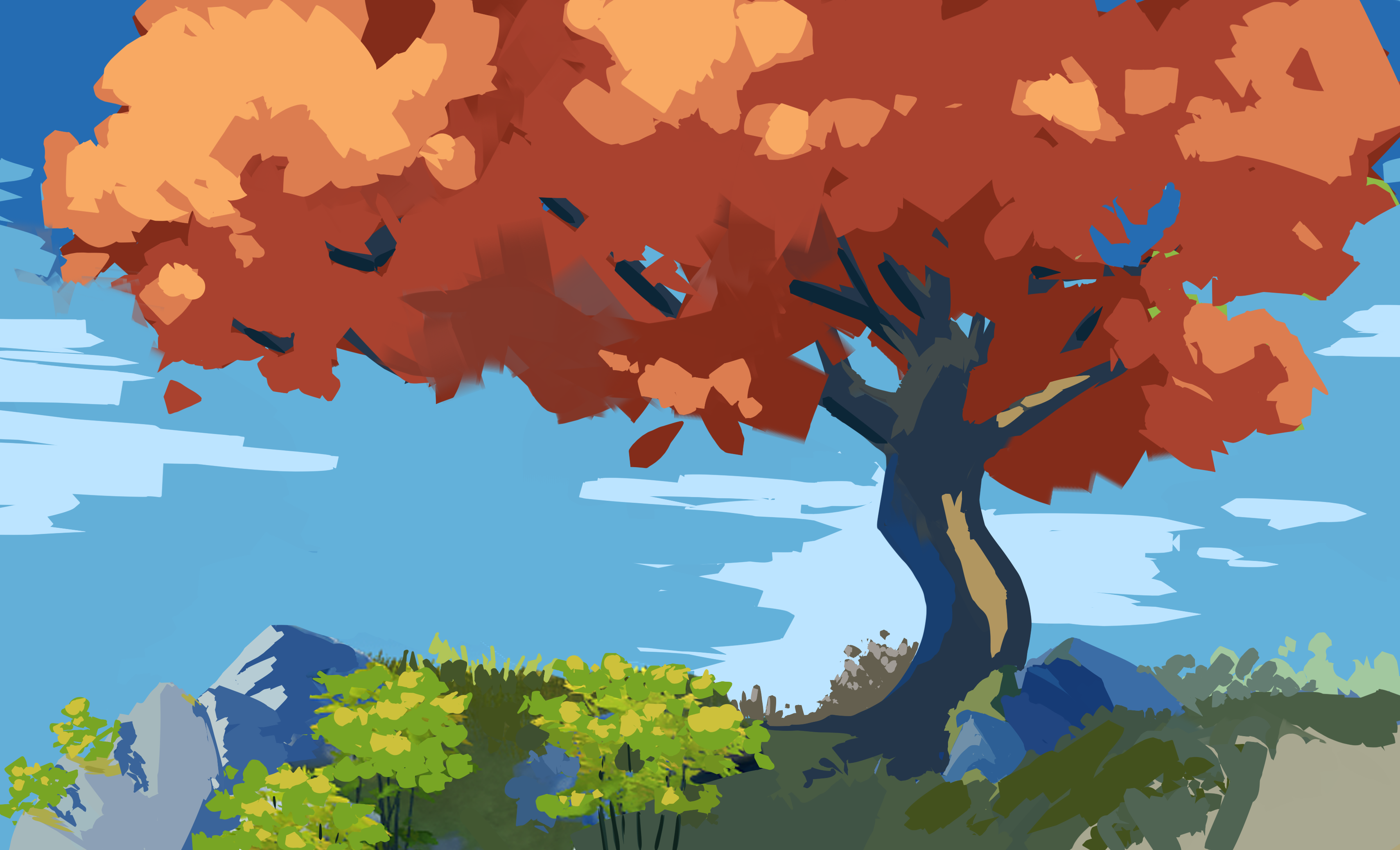 A tree on liyue mountains. That i drew. Genshin Impact | HoYoLAB