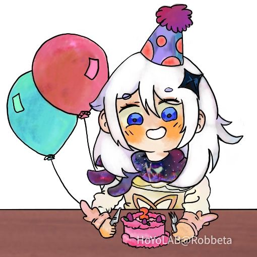 Paimon eating the anniversary cake Genshin Impact | HoYoLAB