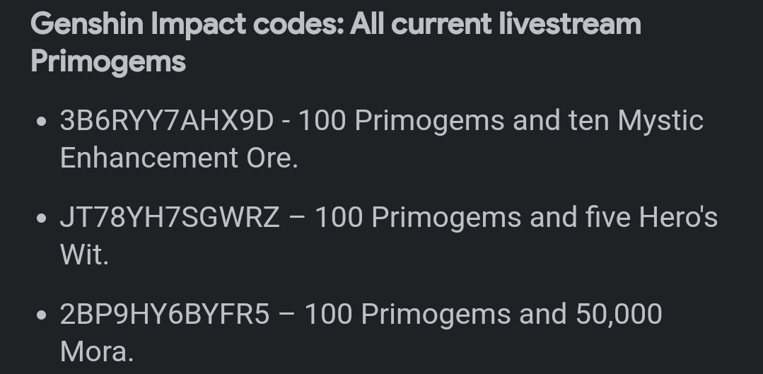 Livestream...? Codes Genshin Impact | HoYoLAB