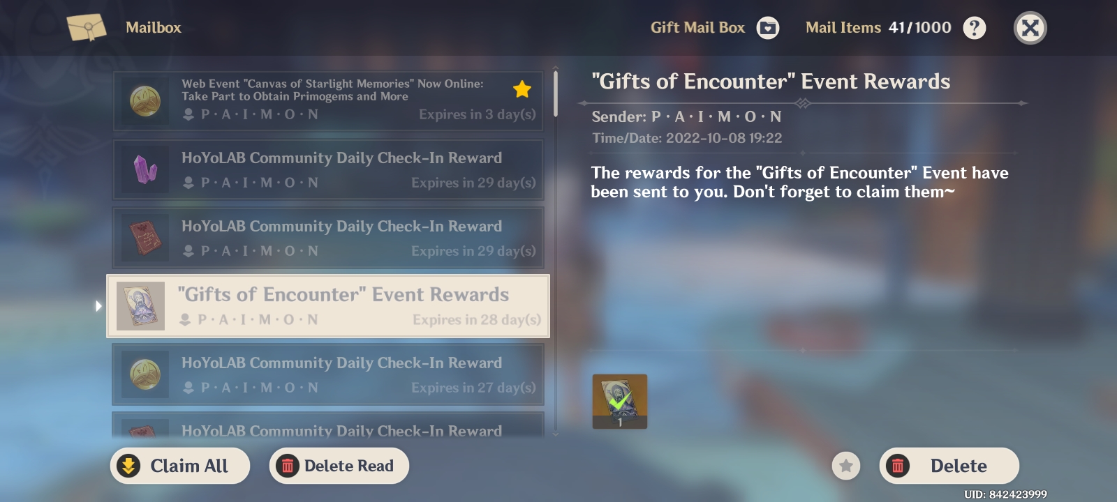 "Gifts of Encounter" Event Rewards Genshin Impact | HoYoLAB