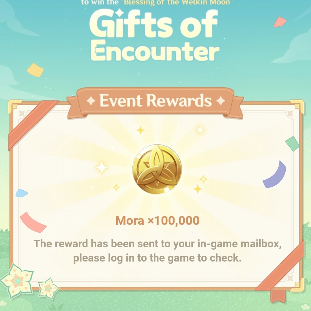 100k Mora Reward Genshin Impact | HoYoLAB