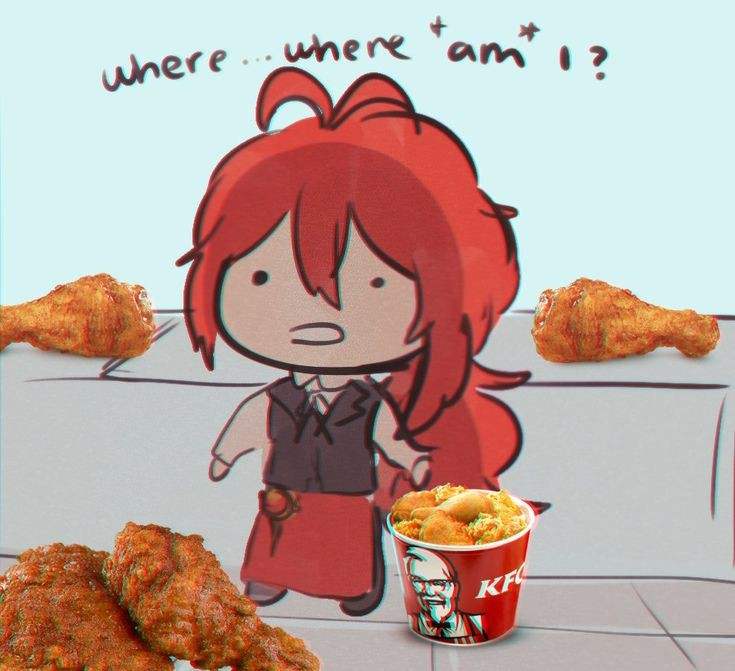 Diluc working at kfc Genshin Impact | HoYoLAB