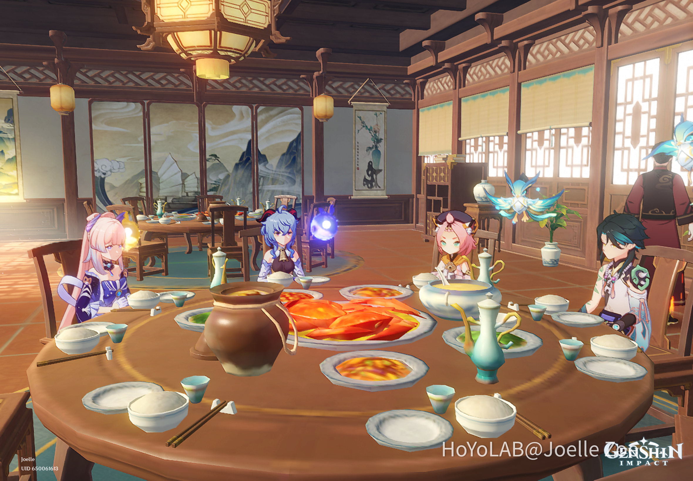 Ganyu and her friends eating dinner Genshin Impact | HoYoLAB