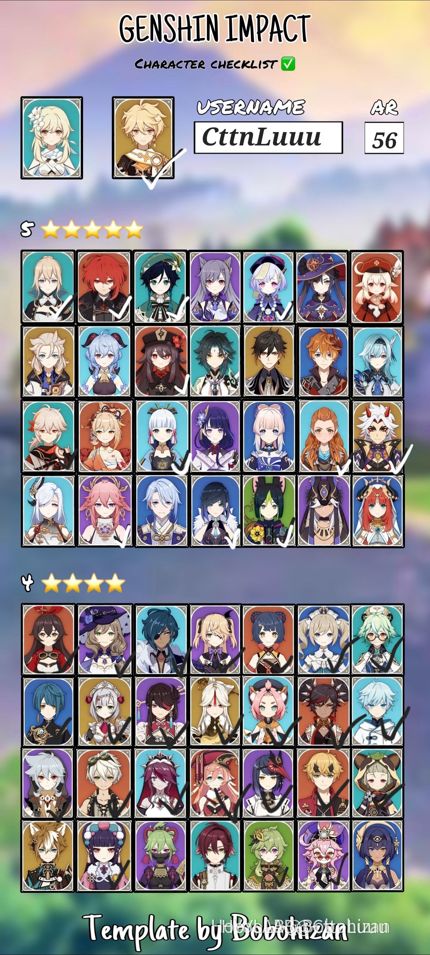 Genshin Impact Character Checklist!! Genshin Impact | HoYoLAB