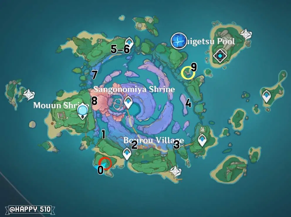 Watasumi Island, Inazuma Hidden Quest! ~ 32+ primos (Strange Oni Symbol ...