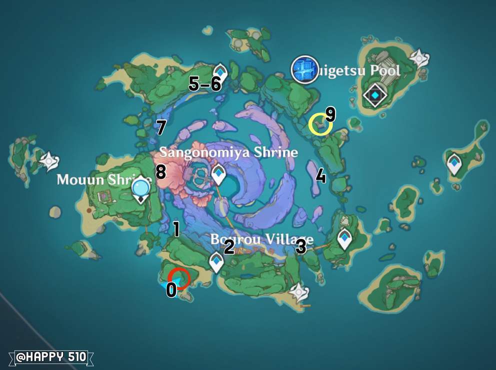 Watasumi Island, Inazuma Hidden Quest! ~ 32+ primos (Strange Oni Symbol ...