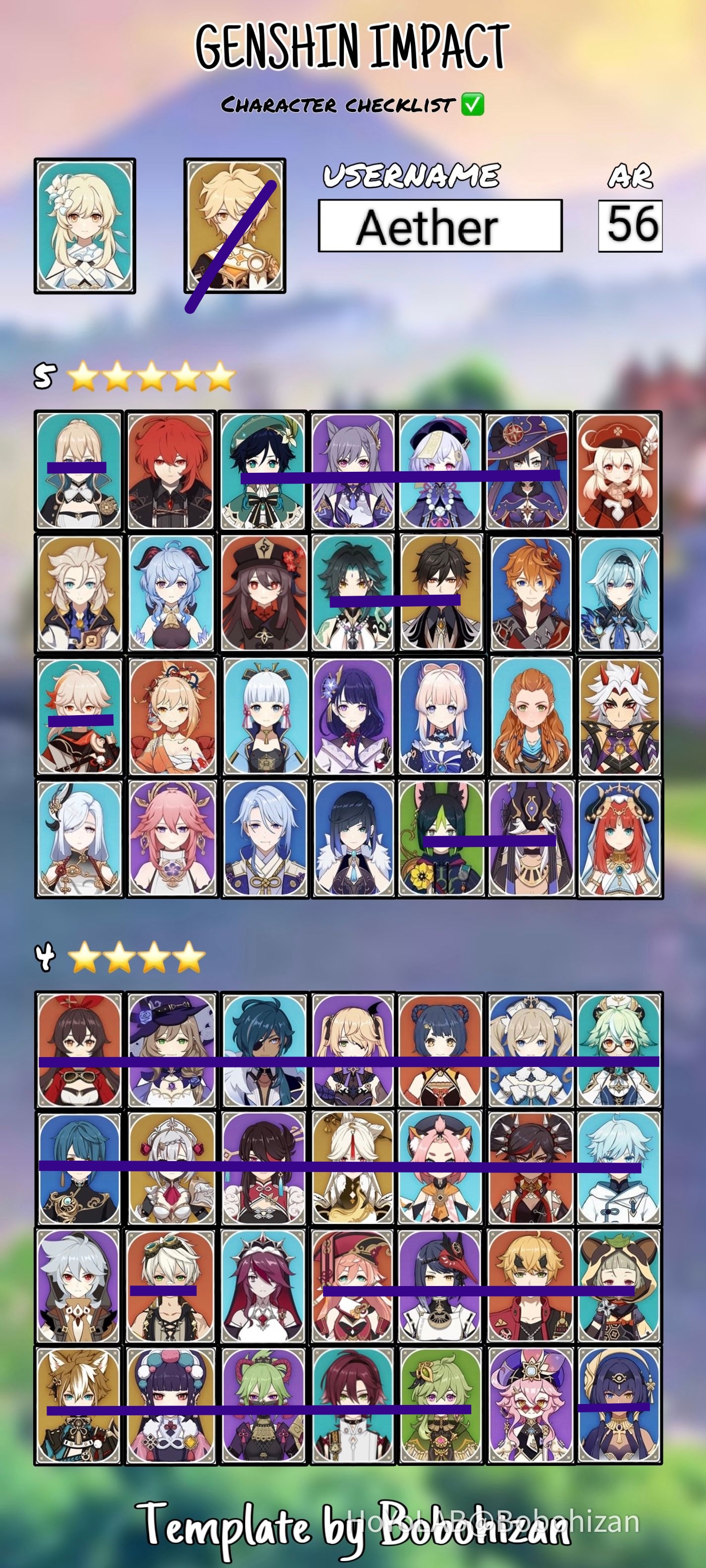 updated checklist from bobohizan Genshin Impact | HoYoLAB