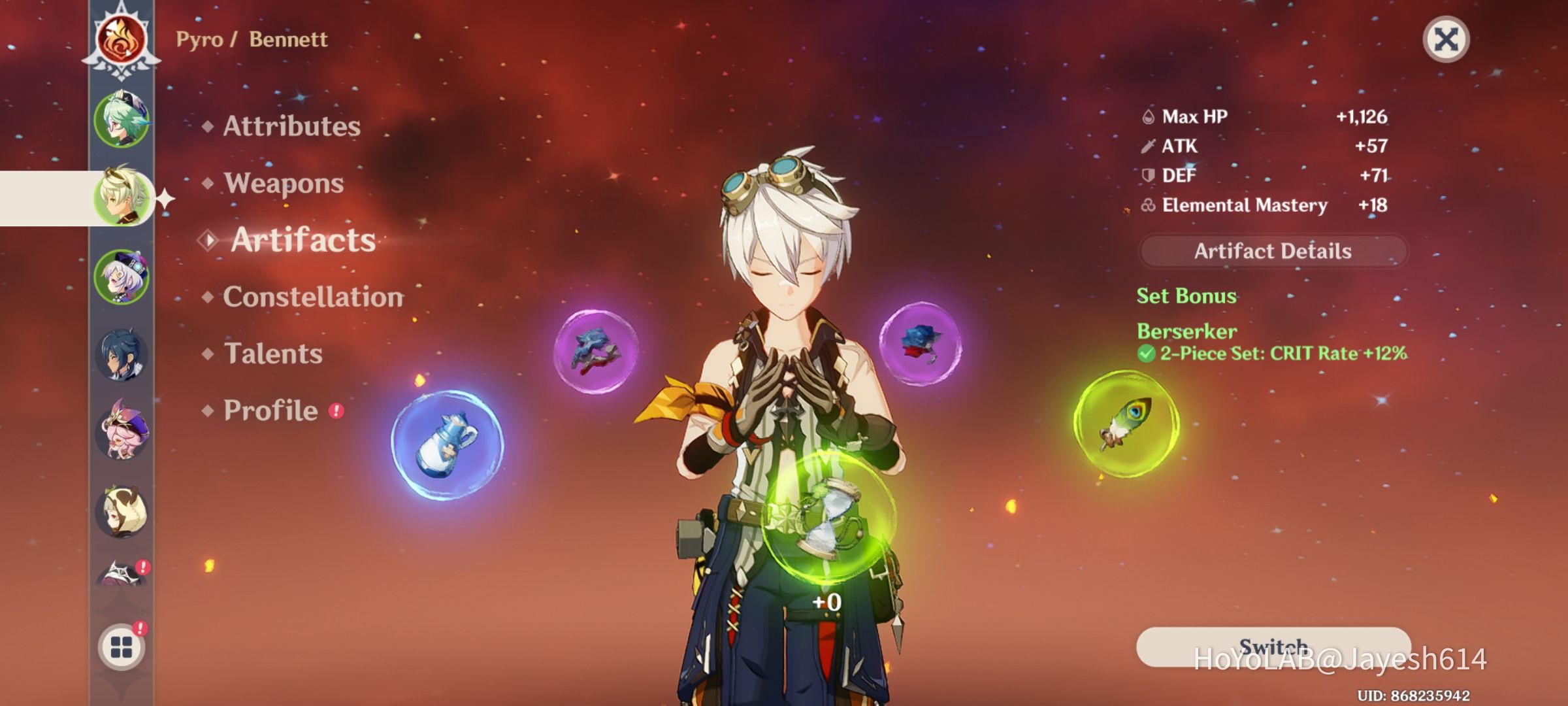 Bennett Artifacts Genshin Impact | HoYoLAB