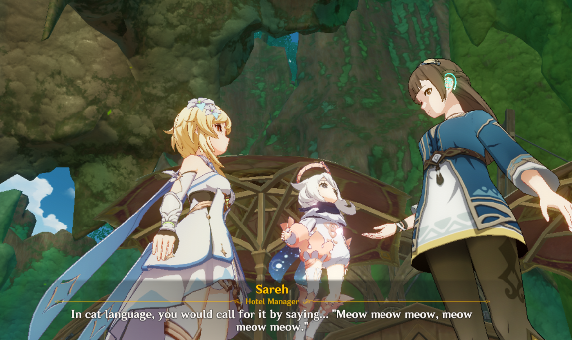 Sareh teaches Lumine to call a CAT Genshin Impact | HoYoLAB