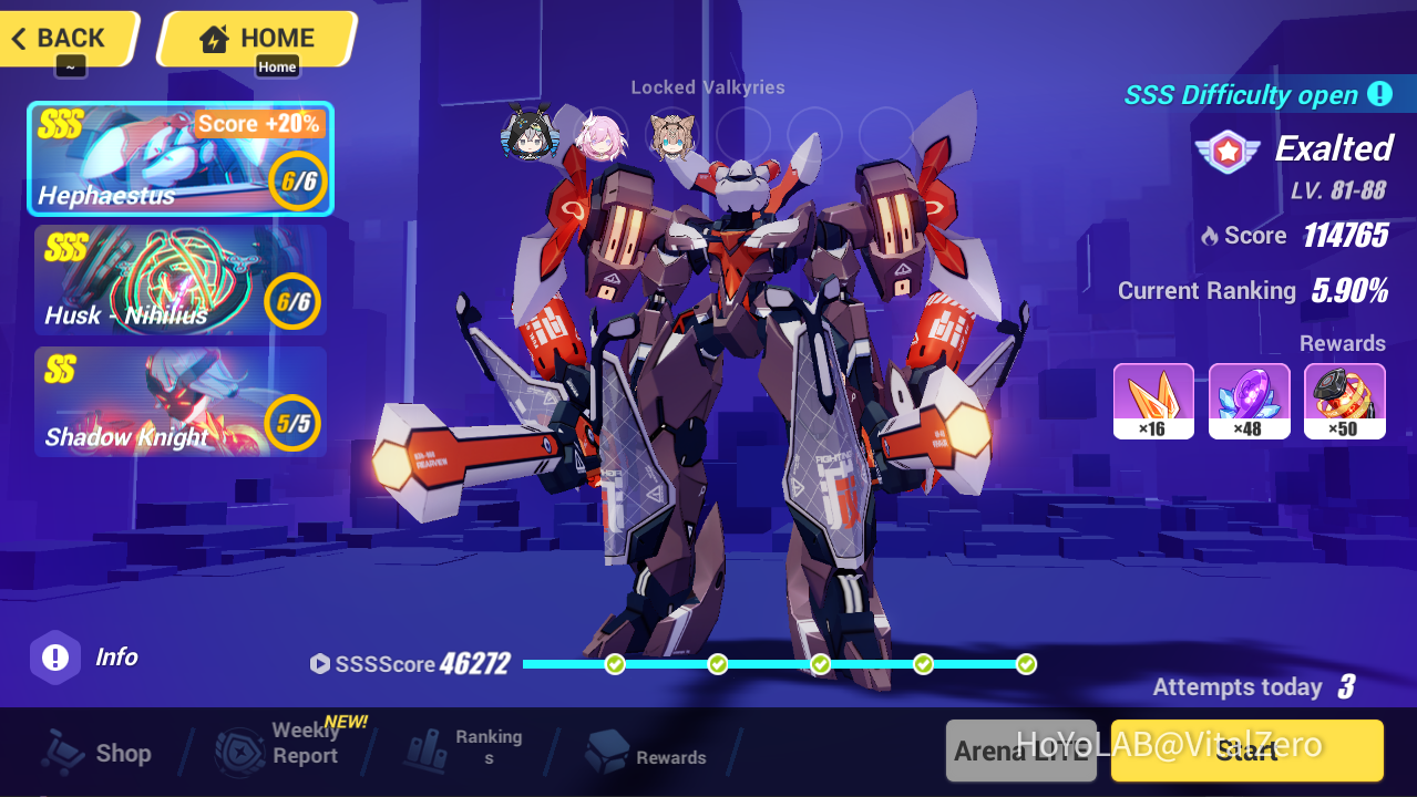 Memorial Arena, Hephaestus, Nihilus, Shadow Knight Honkai Impact 3rd | HoYoLAB