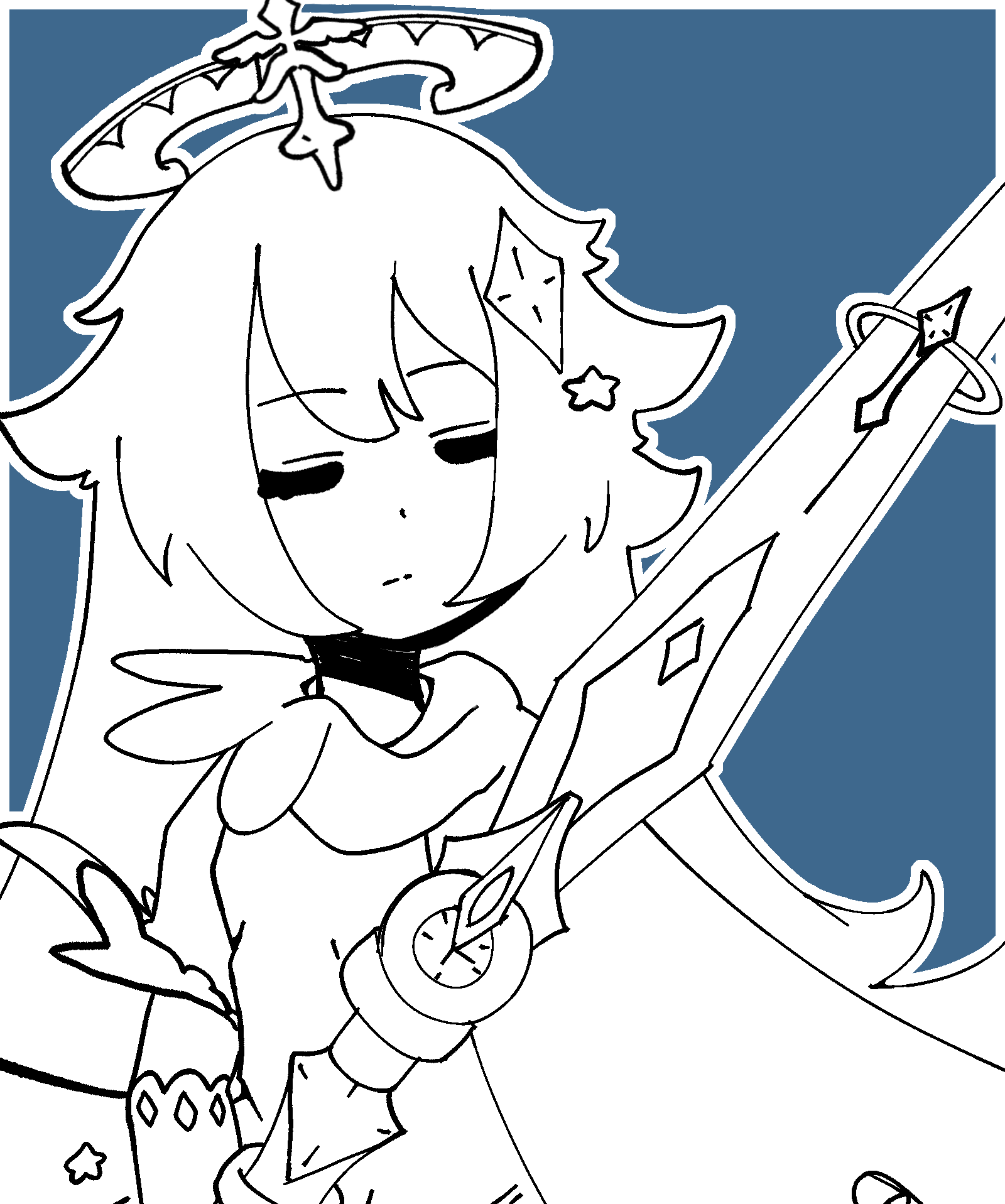 Inktober drawing of an older Paimon Genshin Impact | HoYoLAB