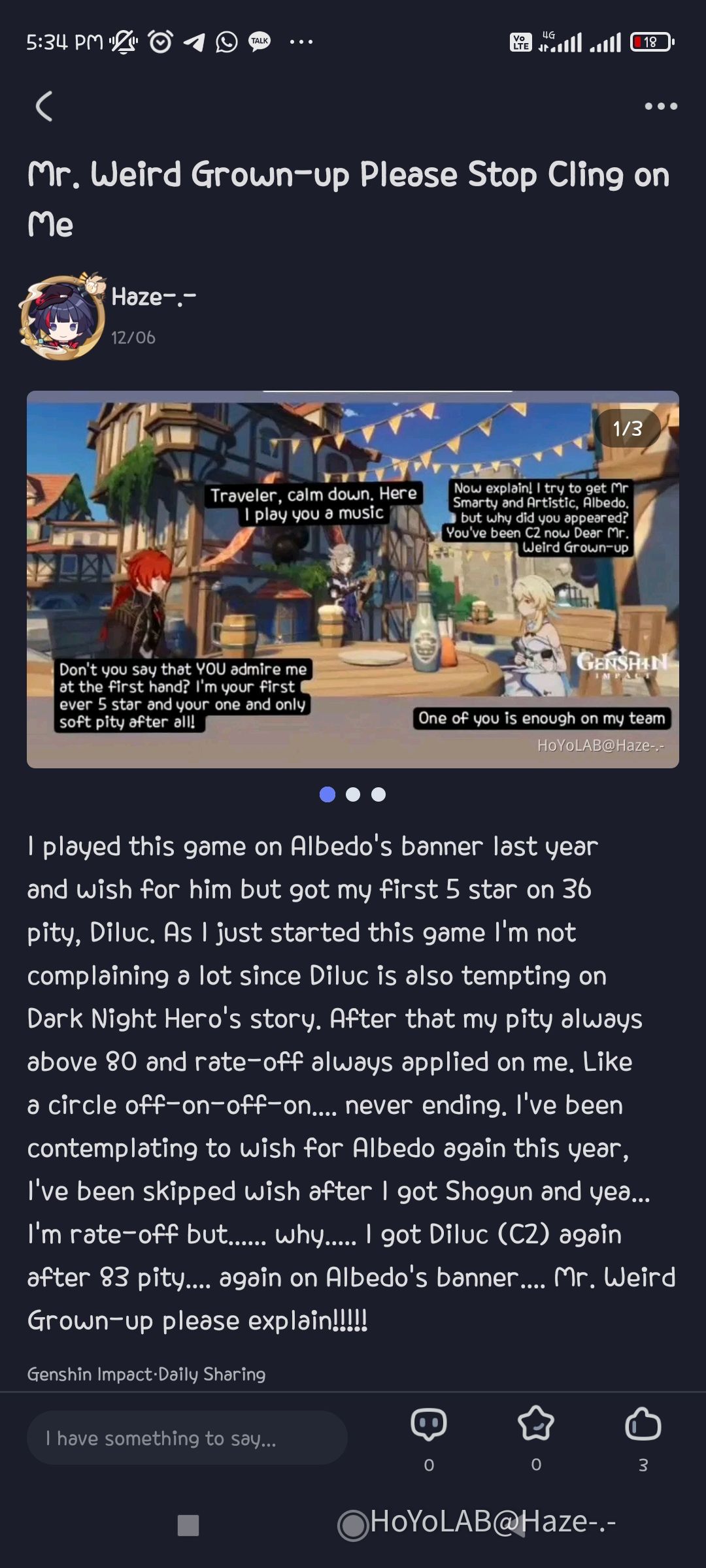 3 Diluc on 3 Albedo's Banner Genshin Impact | HoYoLAB