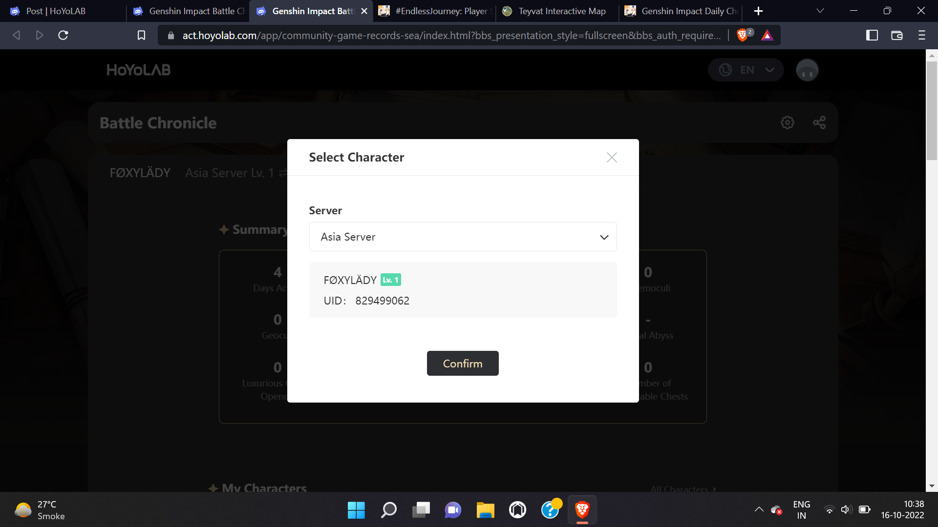 HoyoLAB Showing different UID Genshin Impact | HoYoLAB