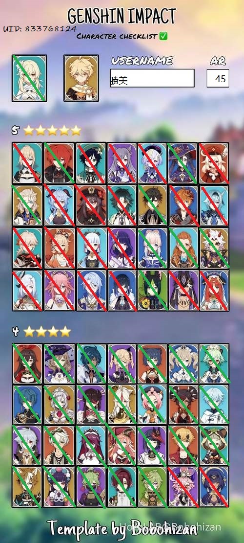 Character list, main acc and alt acc Genshin Impact | HoYoLAB
