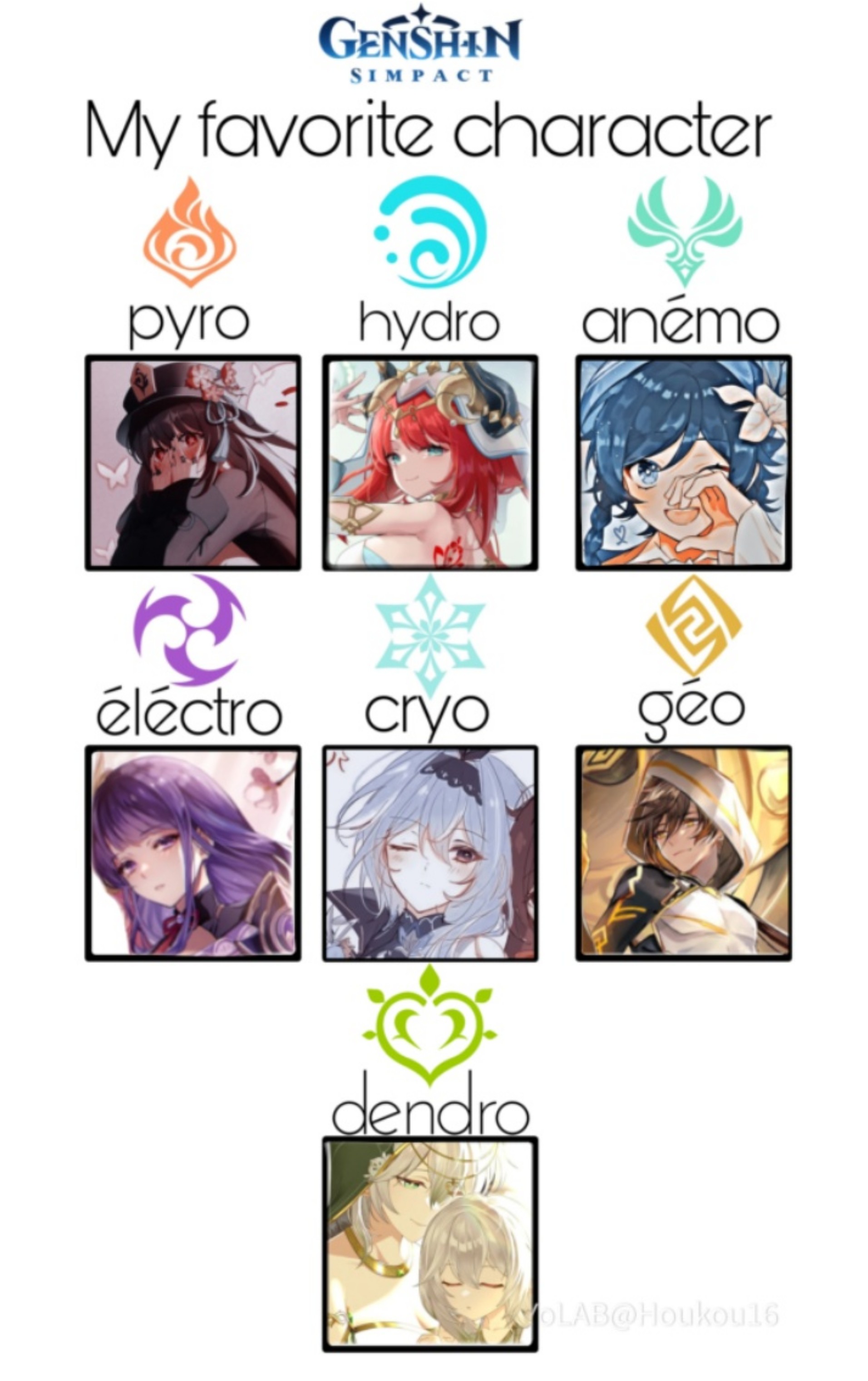 My favorite genshin characters for each element Genshin Impact | HoYoLAB