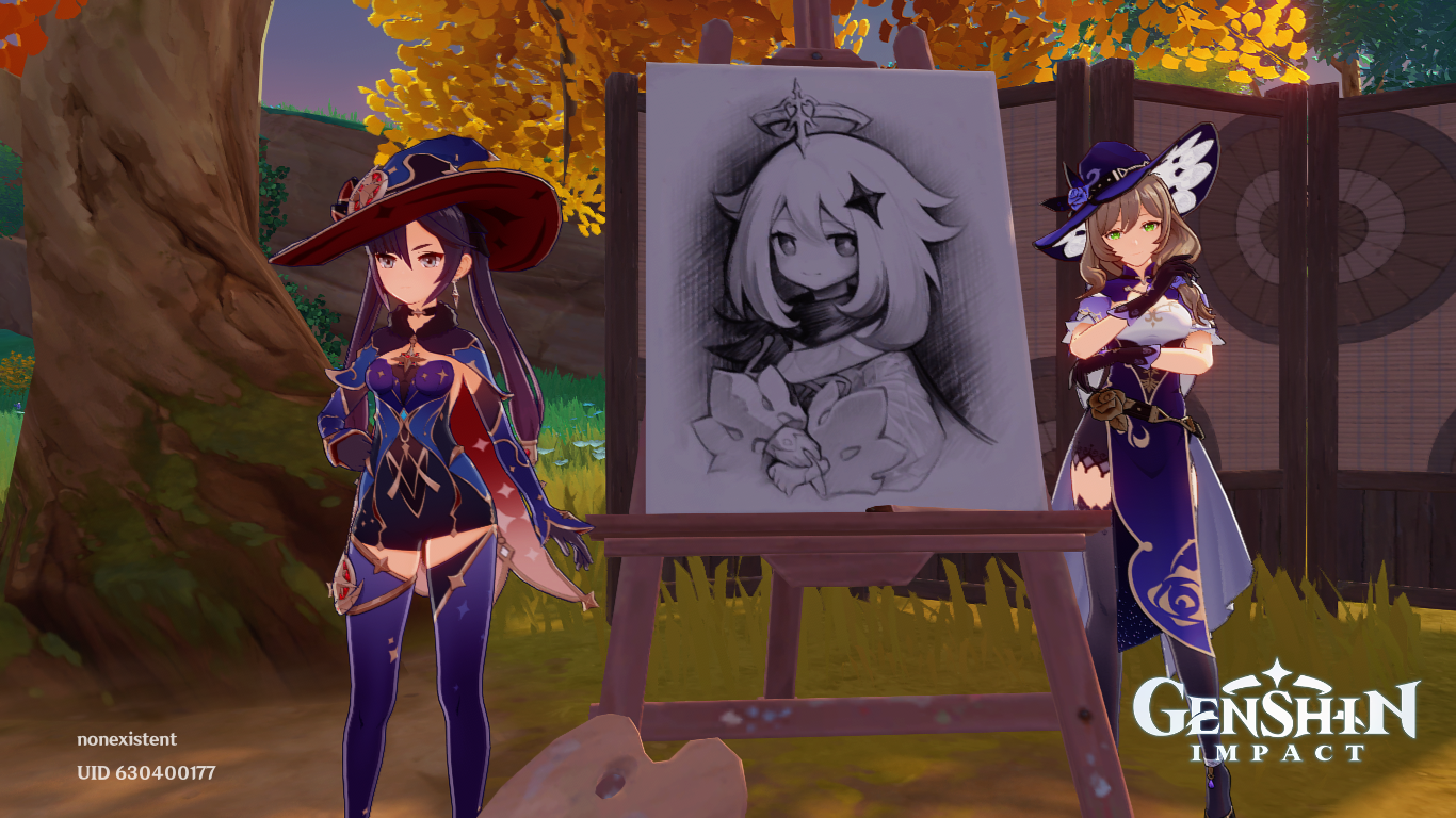 Mona and Lisa with Paimon being Monalisa Genshin Impact | HoYoLAB