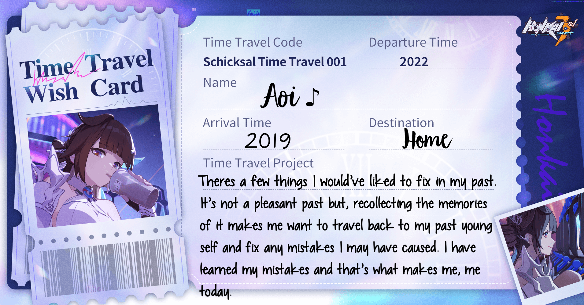 Time travel card. Honkai Impact 3rd | HoYoLAB