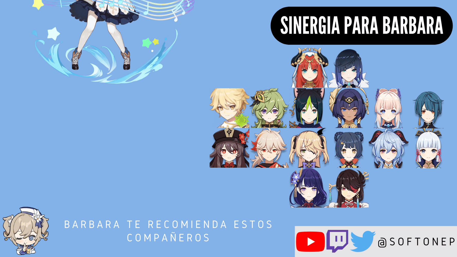 BUILD DE BARBARA [HEALER/DPS] [Guía versión 3.1] | SoftoneP Genshin ...