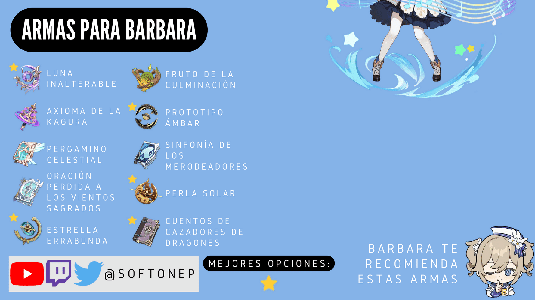 BUILD DE BARBARA [HEALER/DPS] [Guía versión 3.1] | SoftoneP Genshin ...