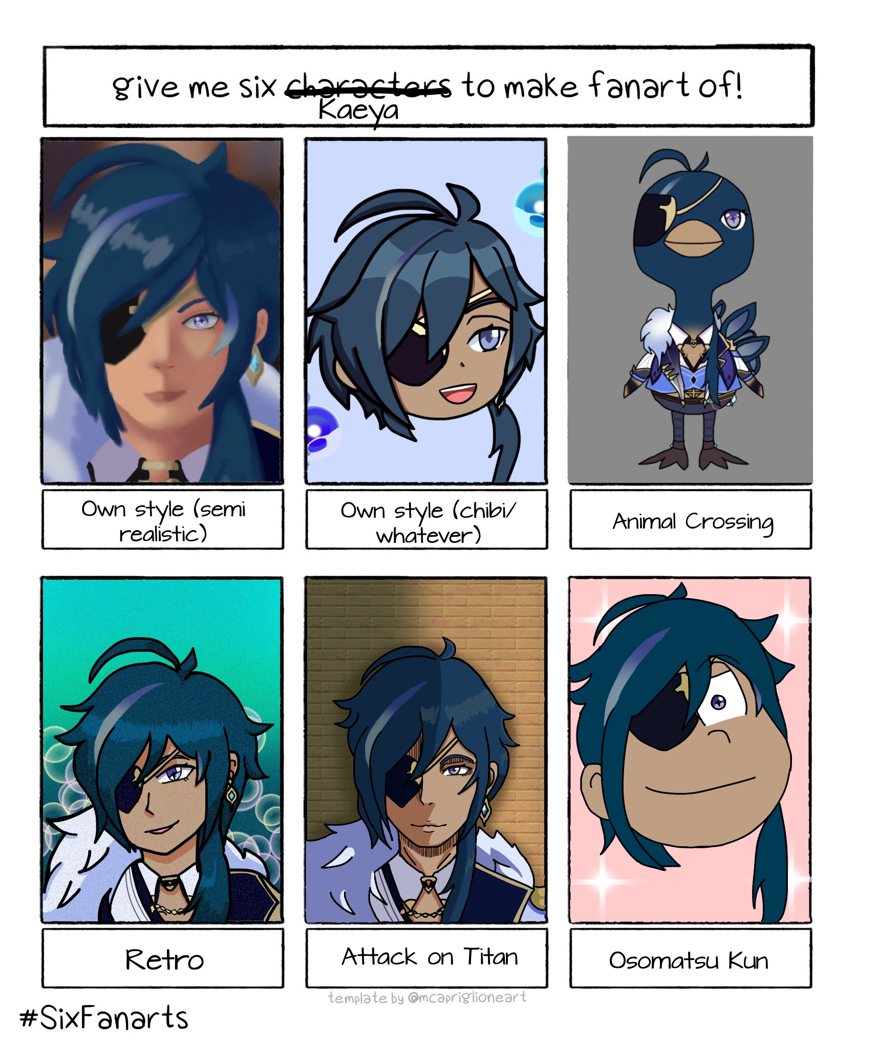 Kaeya in 6 different styles Genshin Impact | HoYoLAB