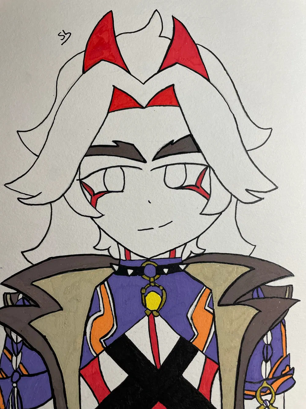 Arataki Itto drawing with acrylic paint pens Genshin Impact | HoYoLAB