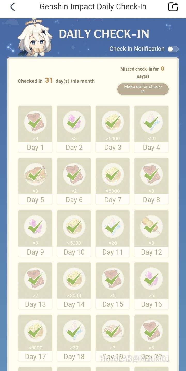 Did you do your Genshin impact daily check in? Genshin Impact | HoYoLAB