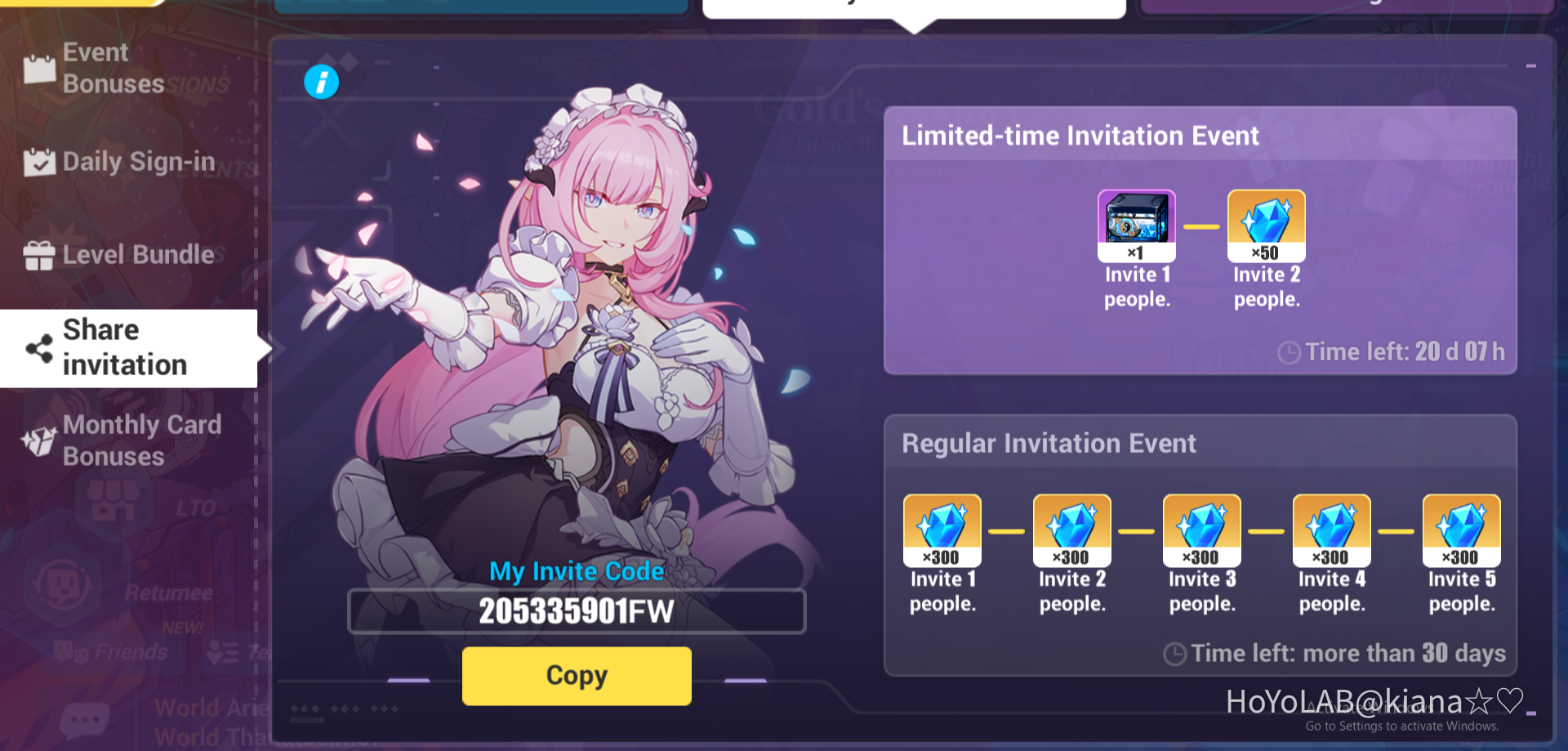 Can you guys enter my code?? Honkai Impact 3rd | HoYoLAB