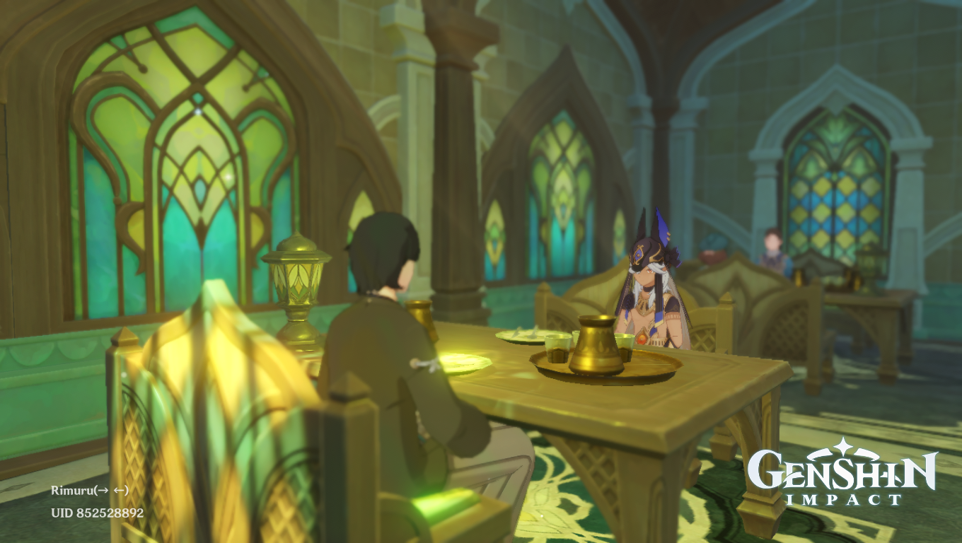 Cyno playing card with an NPC Genshin Impact | HoYoLAB