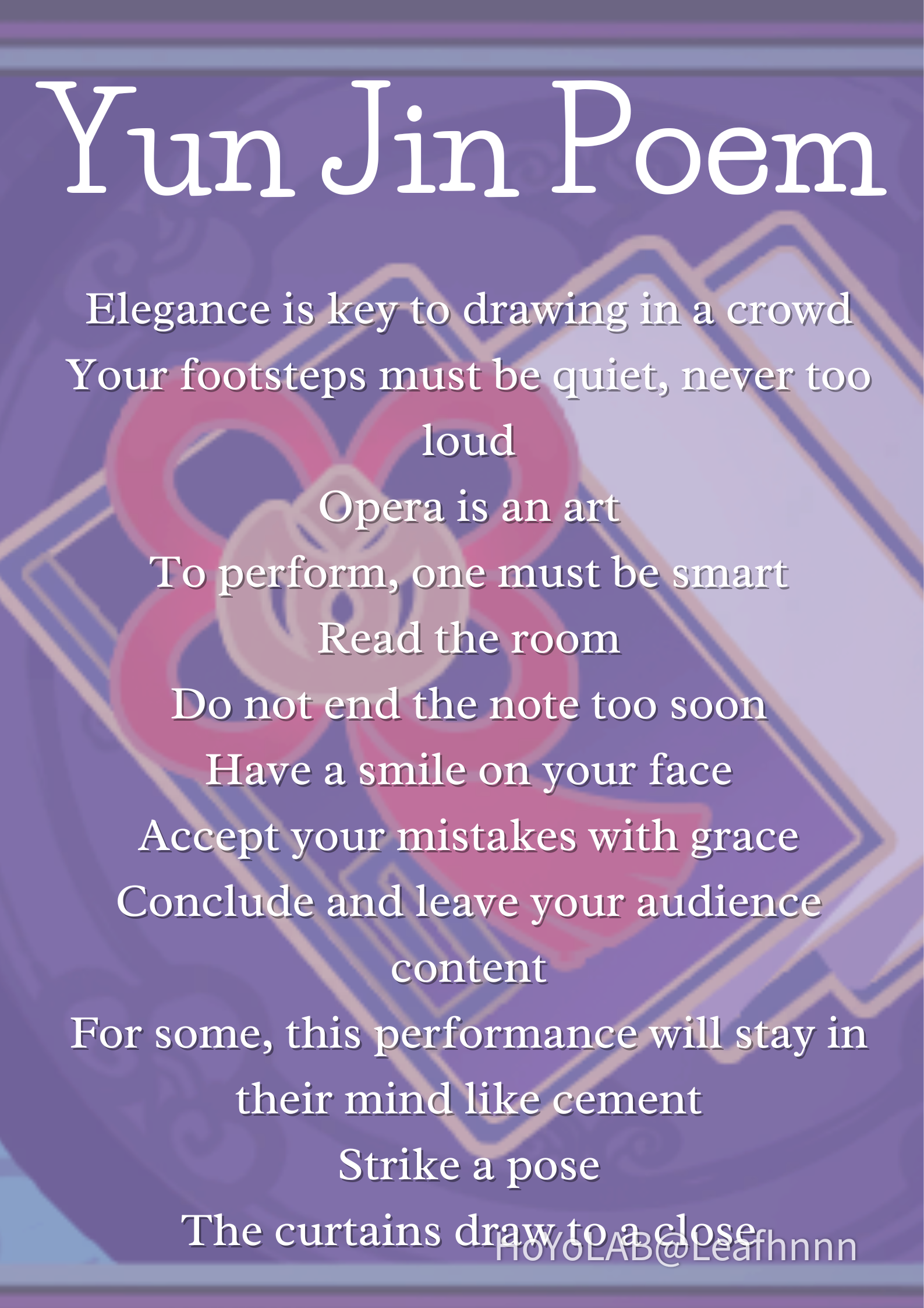 Yun Jin Poem Genshin Impact | HoYoLAB