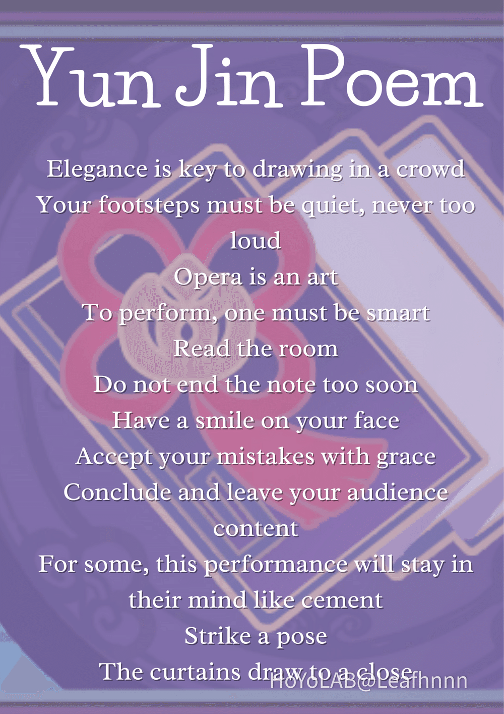 Yun Jin Poem Genshin Impact | HoYoLAB