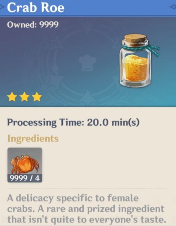 9999 Crab Roe & Crabs Genshin Impact | HoYoLAB