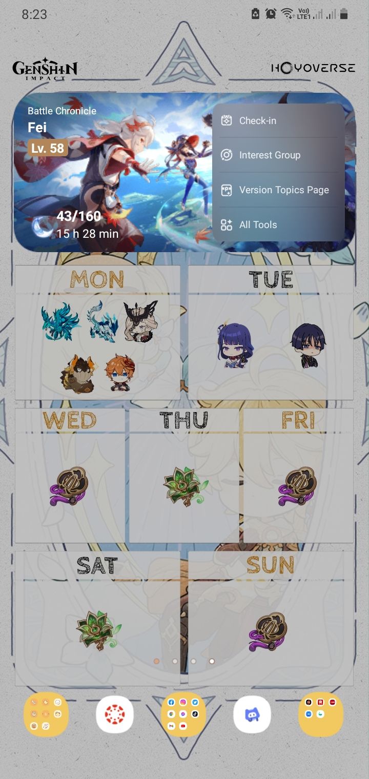 Mobile Widget Feature Genshin Impact | HoYoLAB