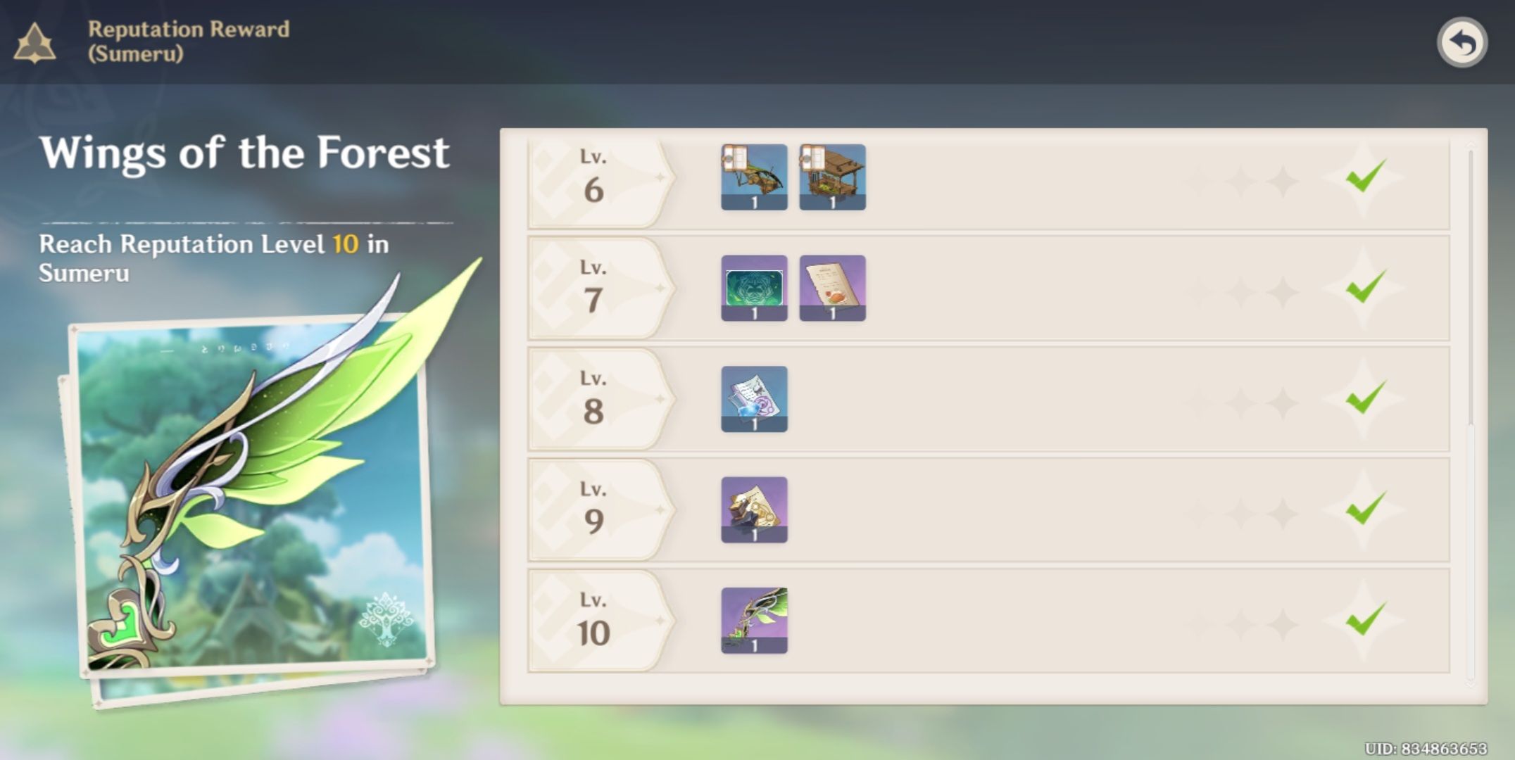 Personal Log: Sumeru Reputation Lvl.10 + Wings of the Forest Genshin ...