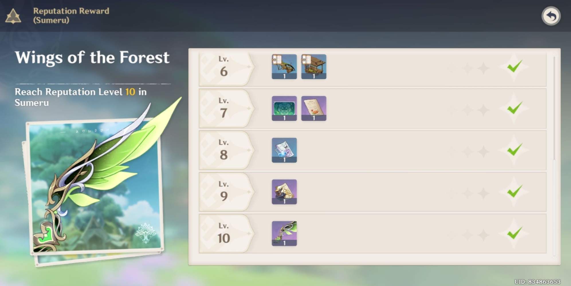 Personal Log: Sumeru Reputation Lvl.10 + Wings of the Forest Genshin ...