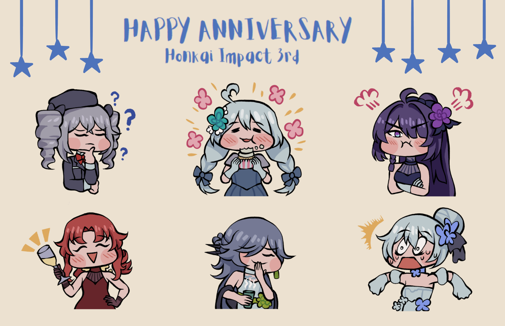 Happy 5th Honkai Anniversary Sticker Collection! Honkai Impact 3rd ...
